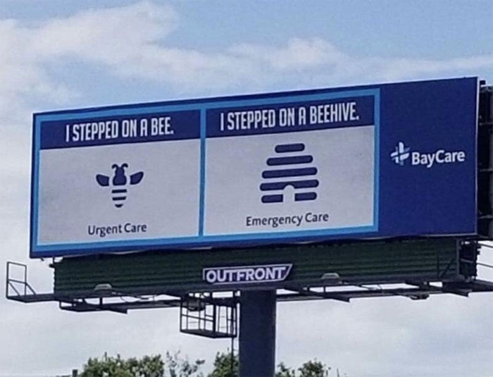 Clever billboards highlight when to use urgent care vs ER