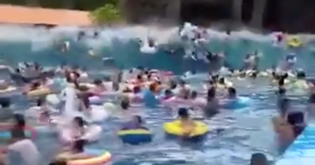 Drunk employee at water park sets wave pool to max power
