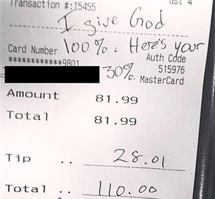 50 outrageous notes on restaurant receipts