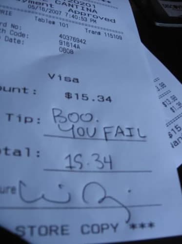 50 outrageous notes on restaurant receipts