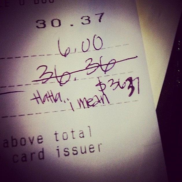 50 outrageous notes on restaurant receipts