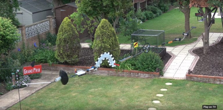 Dad builds squirrel grand prix