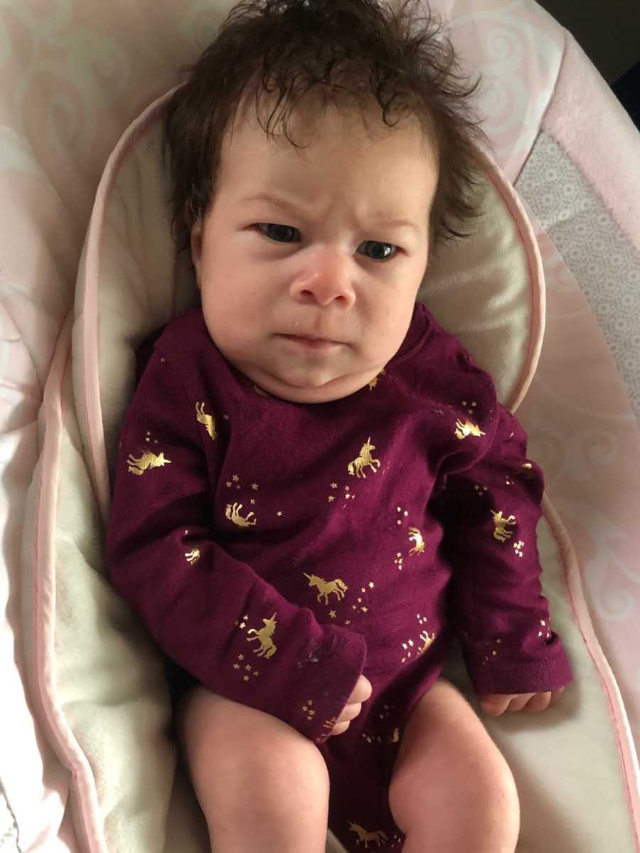 Baby girl born with a fixed "angry" expression is healthy after ...