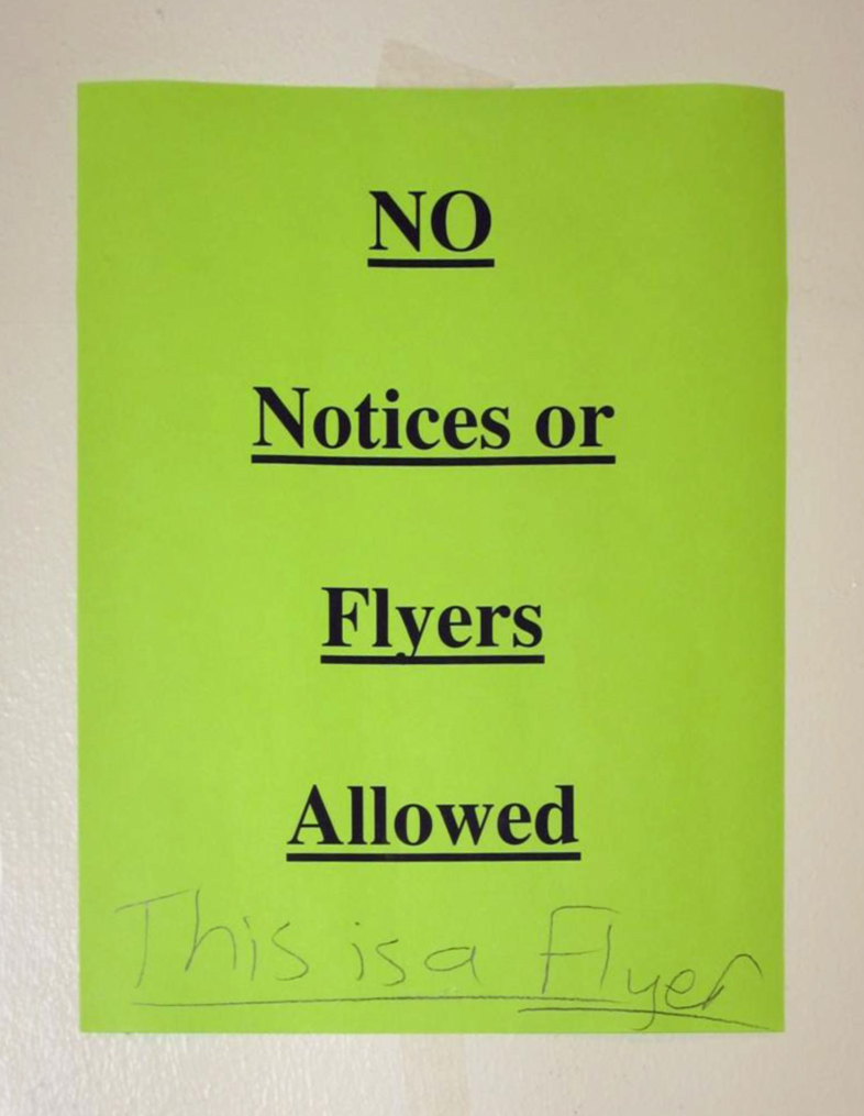 60 hilariously witty responses people posted on a public flyer