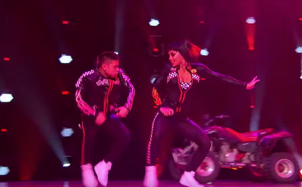 Dance in racing outfit enters stage, then light up the floor so bright ...