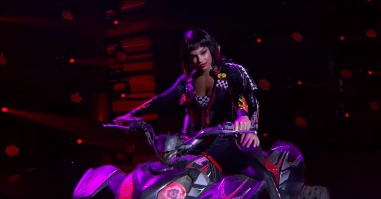 Dance in racing outfit enters stage, then light up the floor so bright ...