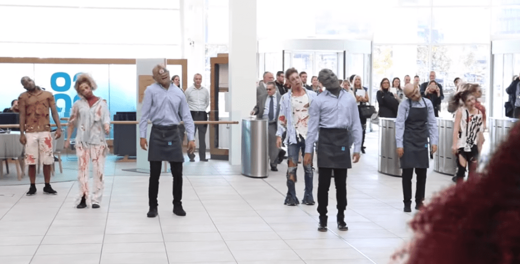 A “Thriller” flash mob with zombies just took this office by surprise