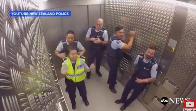 Police officers enter an elevator – then fill the silence with amazing ...
