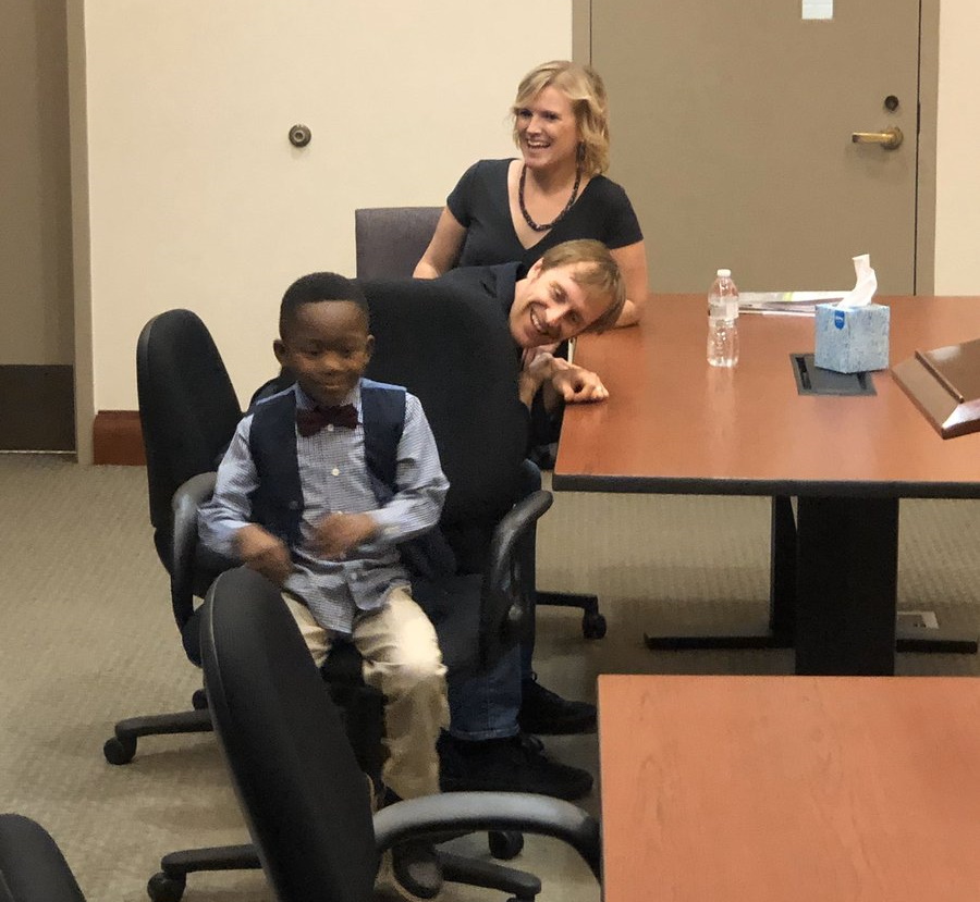 Kindergartners show up to support classmate getting adopted