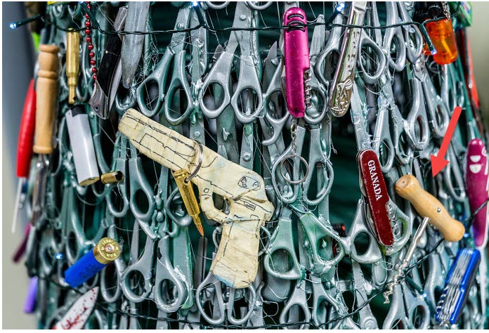 Airport puts up a tree of confiscated items to show the importance of ...