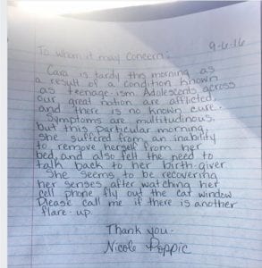 Mom throws teens phone out window – then writes hilarious tardy note ...