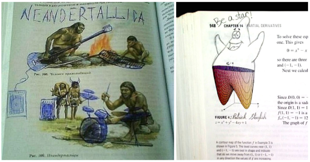 75 times bored students vandalized textbooks in the best way possible