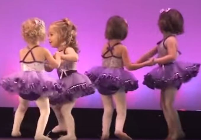 2-year-old girl's first dance recital ends up being adorable mess on stage