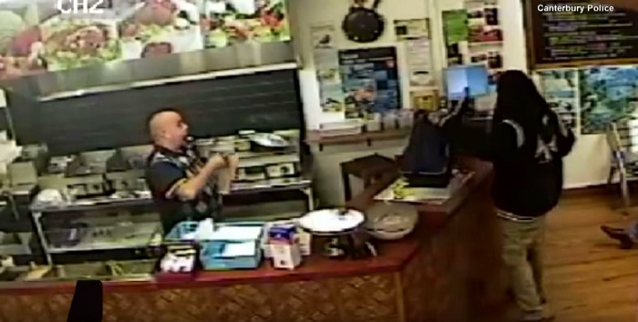 Armed robber walks out of shop annoyed when no one greets him