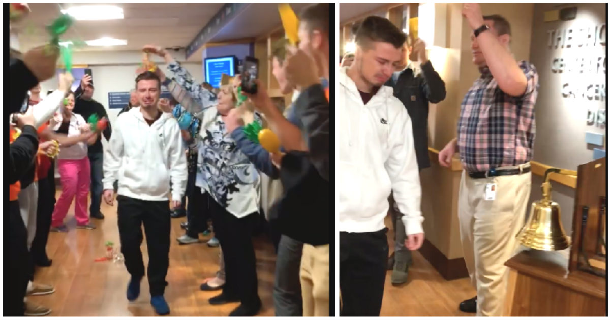 Teen cries tears of joy when he finally gets chance to ring bell making ...