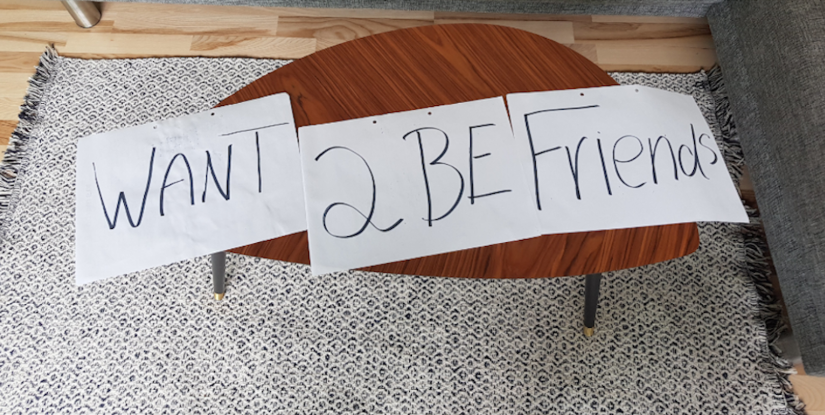 Guy makes friends with neighbor through window signs during social ...