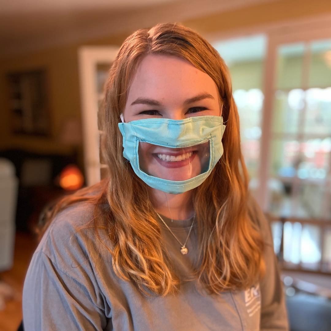 College student sews clear face masks that are far from ordinary