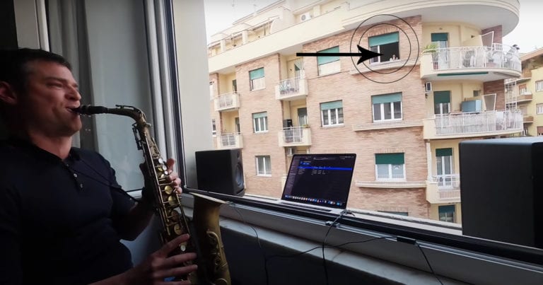 Saxophonist plays 'Imagine' out his window to spread hope