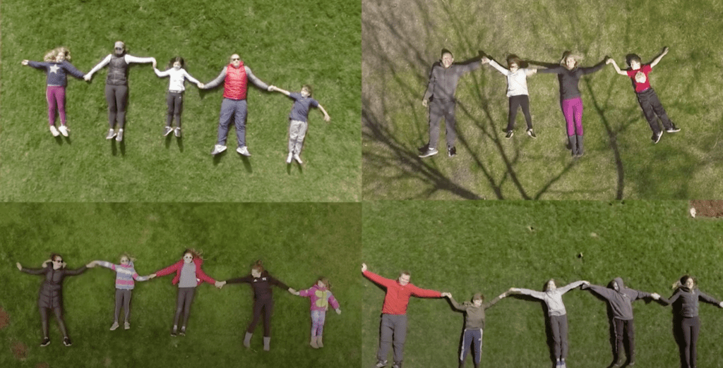 14 Families in Illinois film social distancing dance with a drone