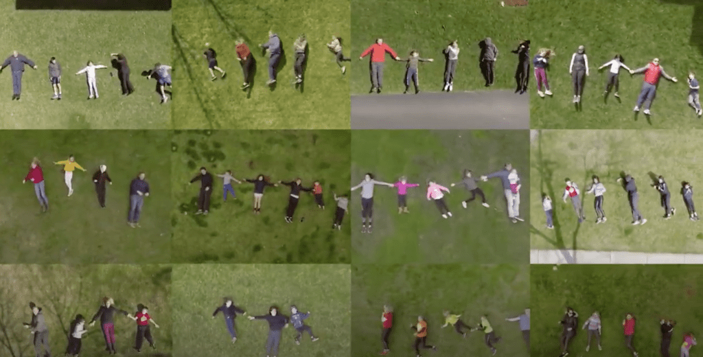 14 Families in Illinois film social distancing dance with a drone