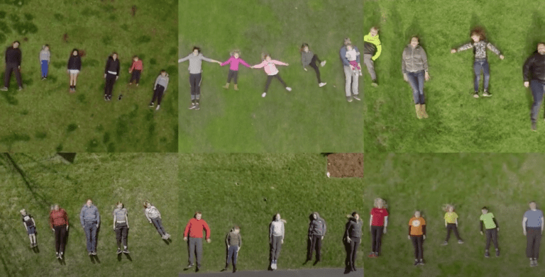14 Families in Illinois film social distancing dance with a drone