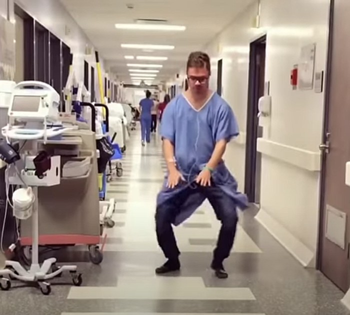 Man celebrates being discharged from hospital by breaking out in a ...