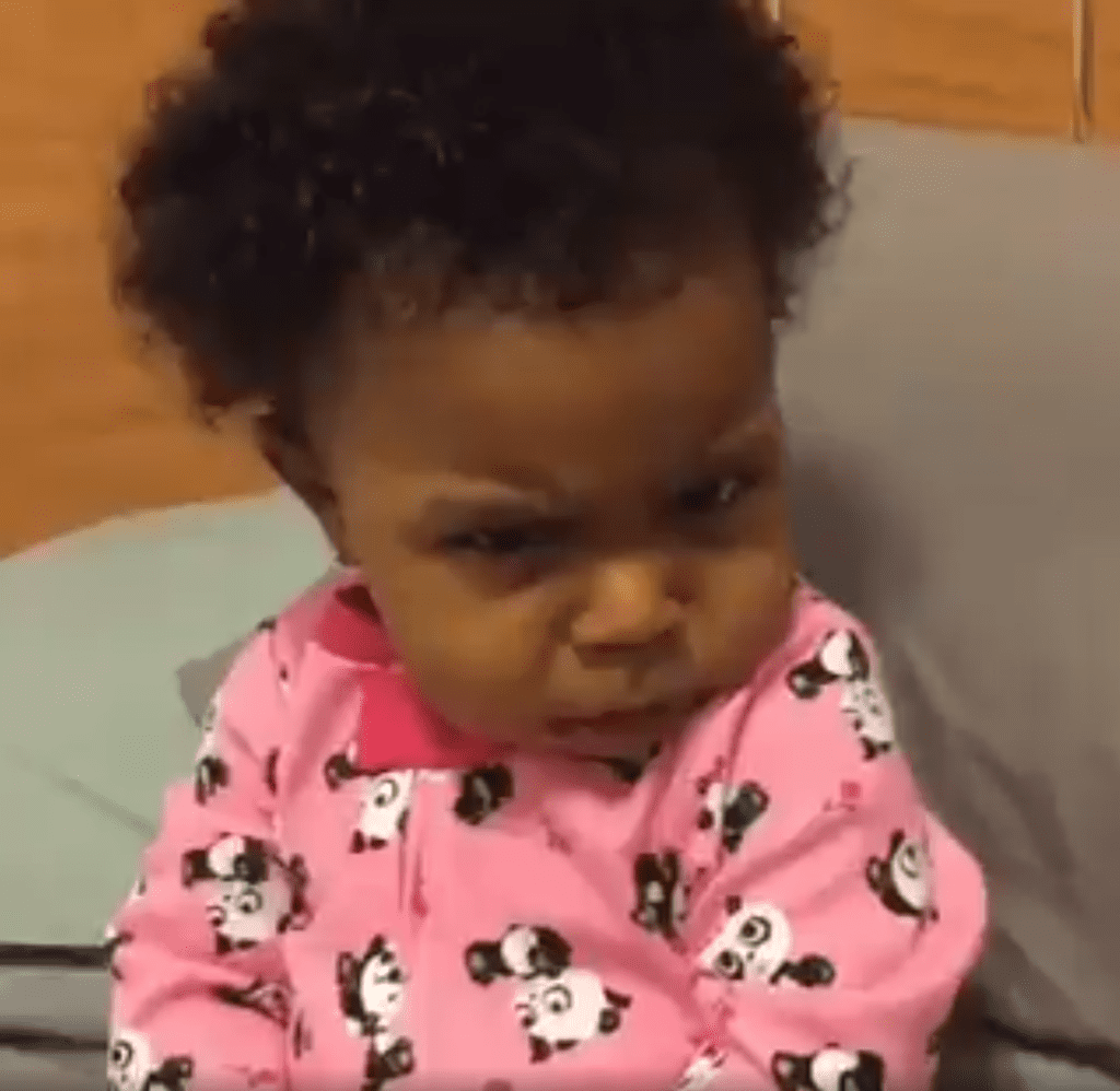 Sweet baby gives hilarious ‘mad face’ on command