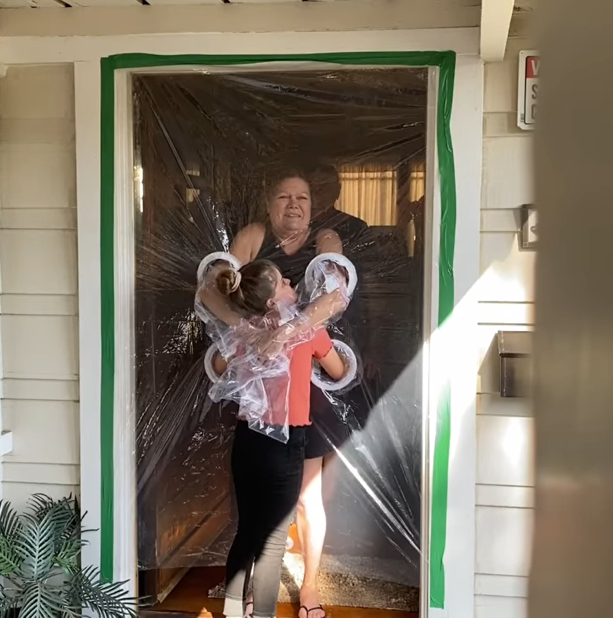 10-year-old creates ‘hug curtain’ so she can embrace grandparents ...