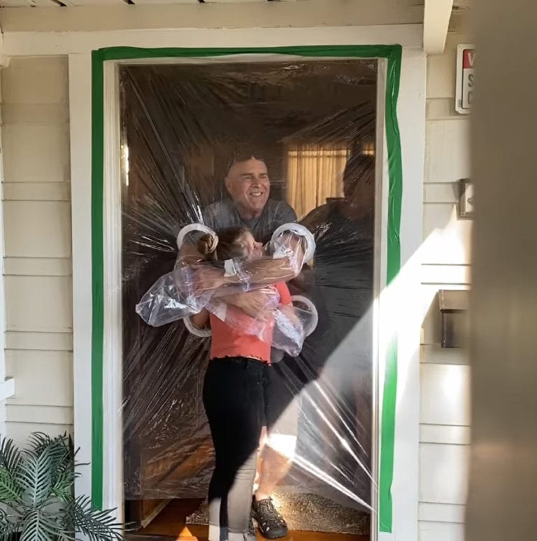 10-year-old creates ‘hug curtain’ so she can embrace grandparents ...