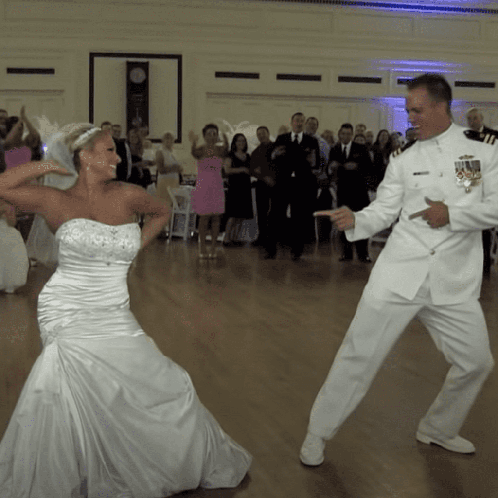 Navy Husband Shows Off Dance Moves To Bride