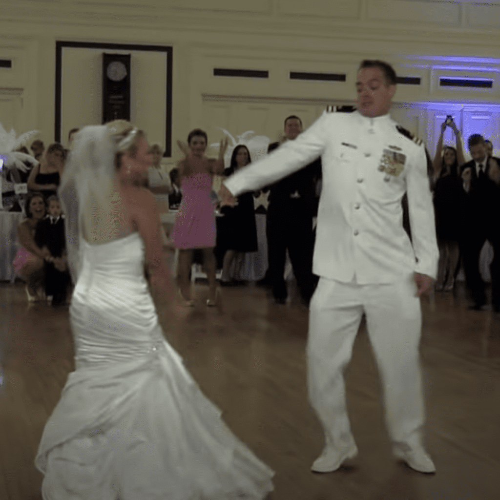 Navy Husband Shows Off Dance Moves To Bride