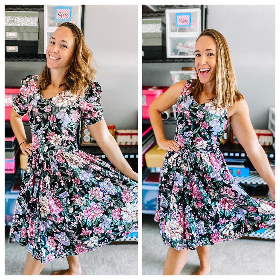 Woman alters thrift store finds into stylish outfits and models them in ...