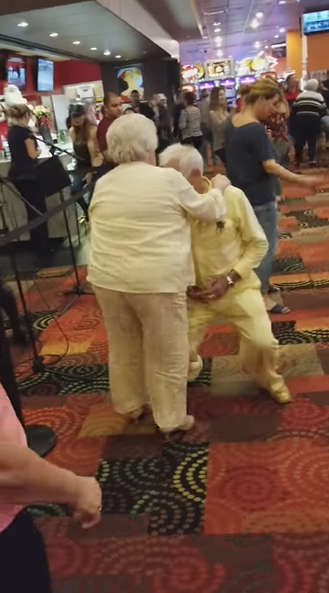 Grandparents cut up a rug on the dance floor