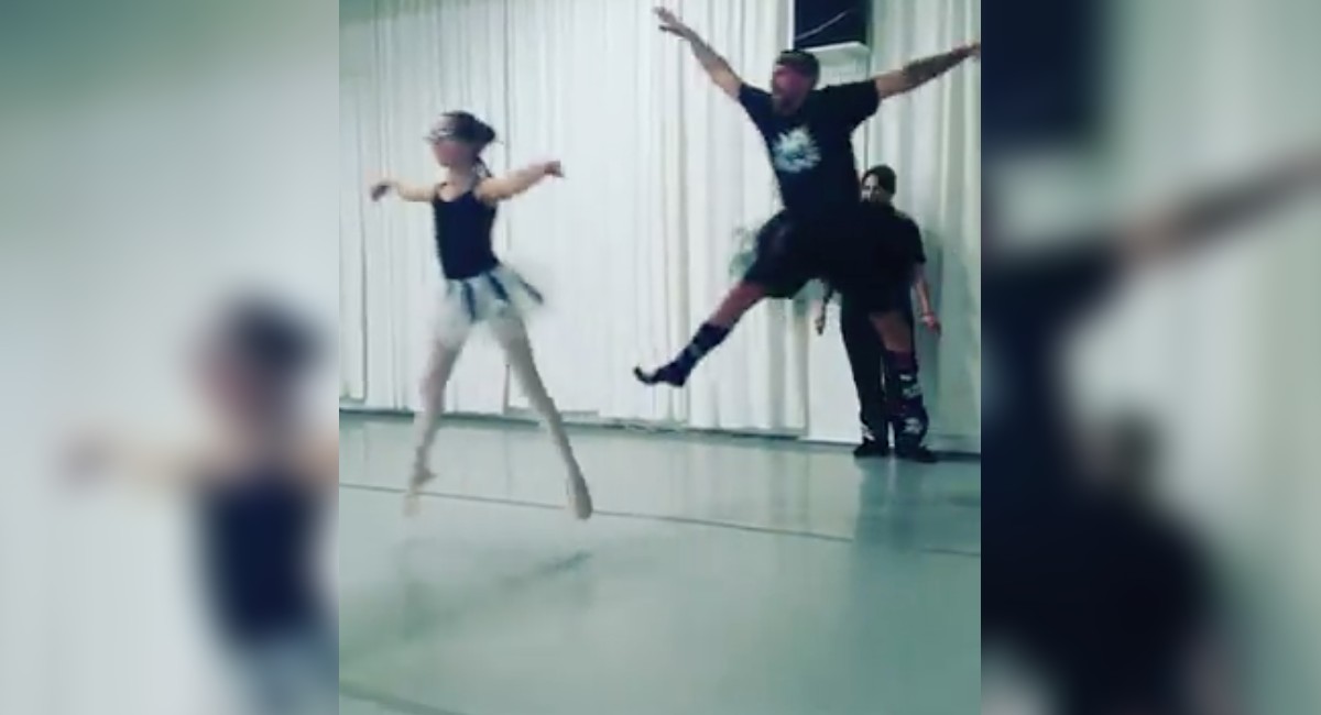 Dads hop on stage with daughters at ballet recital for epic routine