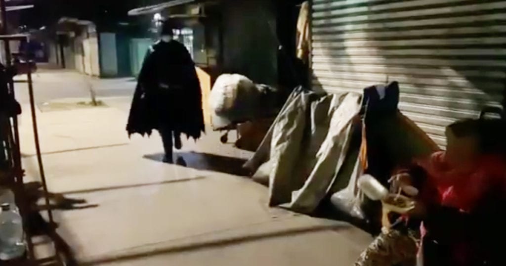 Batman delivers food to the homeless during lockdown