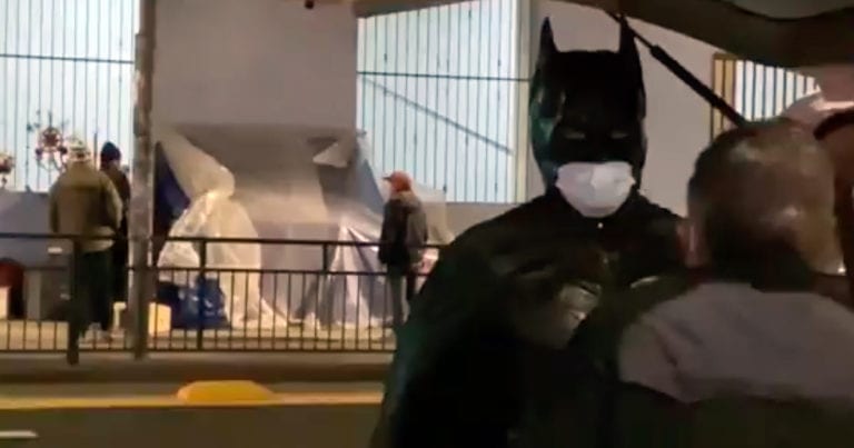 Batman delivers food to the homeless during lockdown