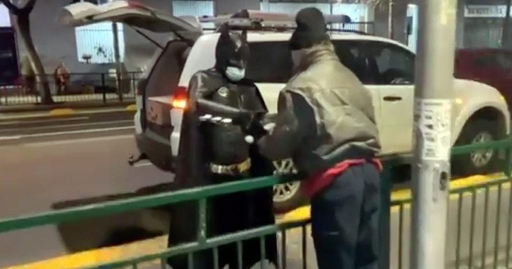 Batman delivers food to the homeless during lockdown