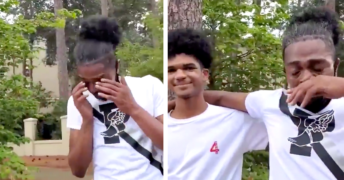 Dad says emotional goodbye as he drops son off to college