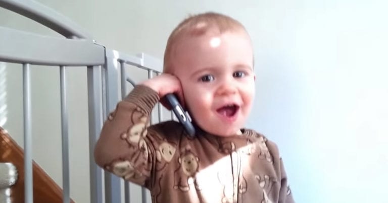 Toddler answers when grandma and grandpa call for sweetest conversation