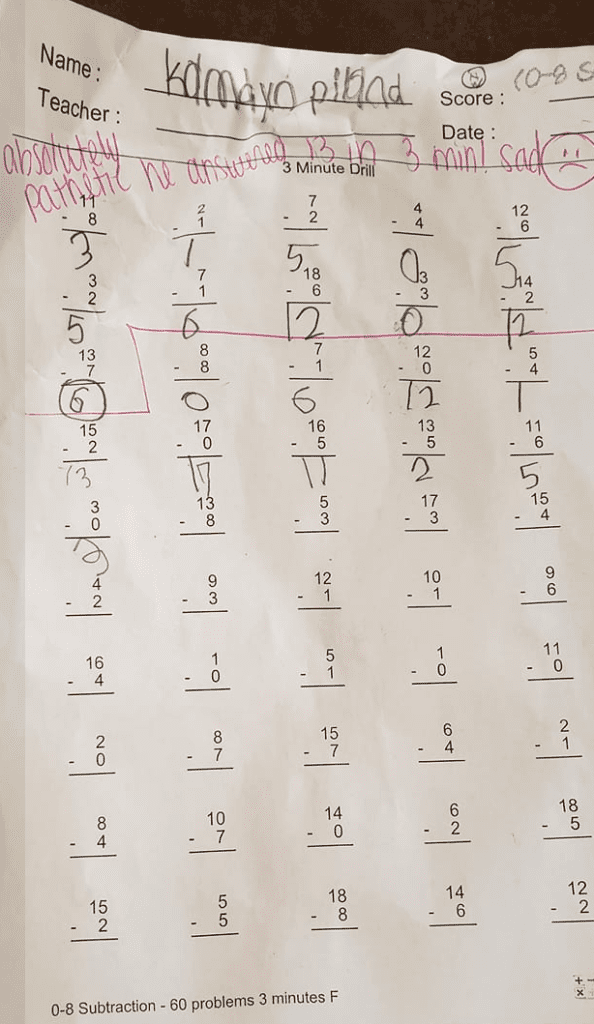 Teacher writes cruel comments on 7-year-old’s math quiz