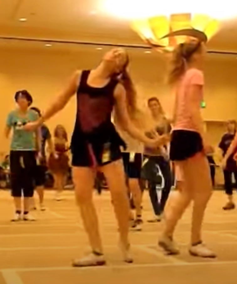 Young Girl In Black Steals Show In Line Dance