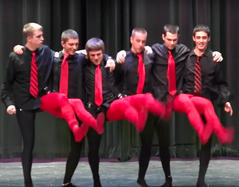 6 Hilarious young men deliver incredible optical illusion dance in tights