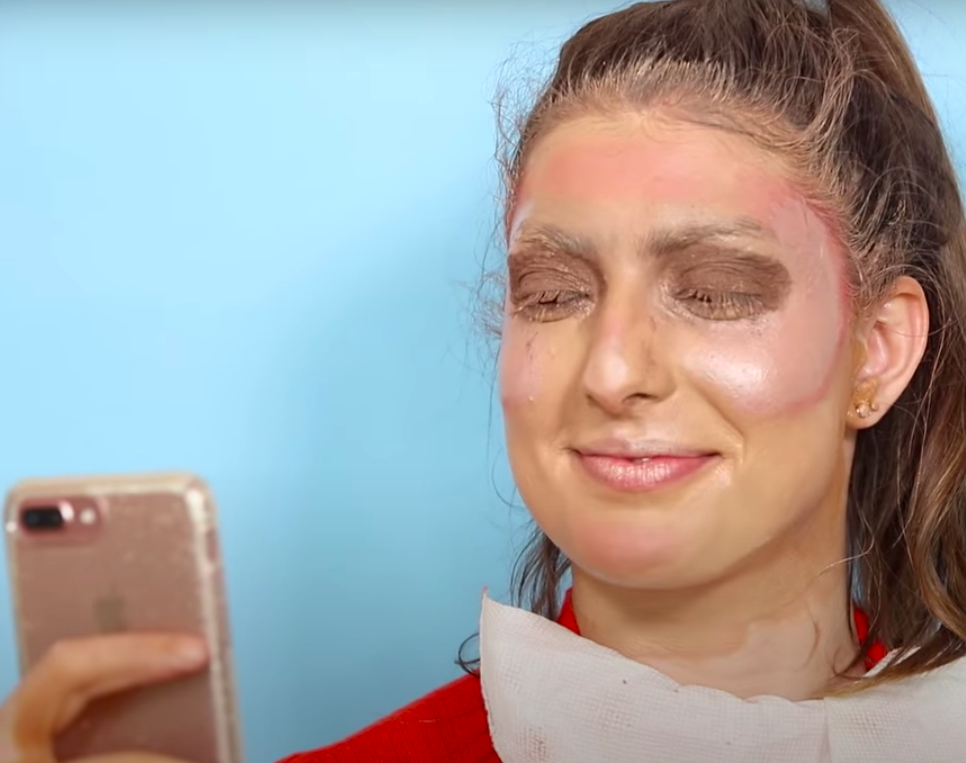 Woman applies a literal pound of makeup to see what happens