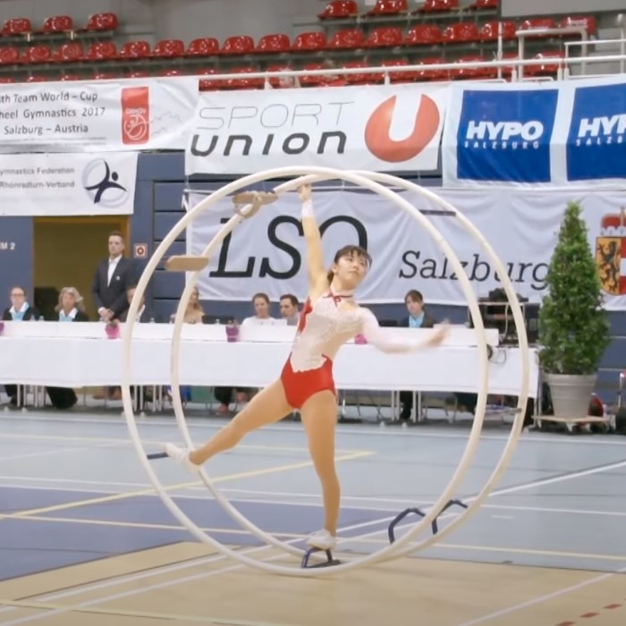 Gymnast takes 1st place with incredible gymwheel routine