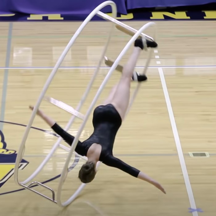 Gymnast takes 1st place with incredible gymwheel routine