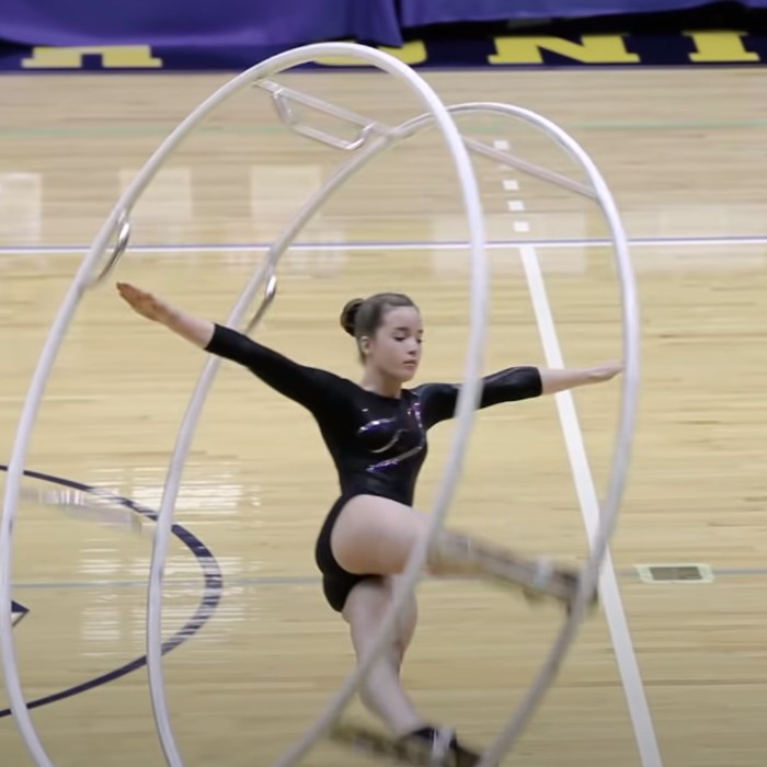 Gymnast takes 1st place with incredible gymwheel routine