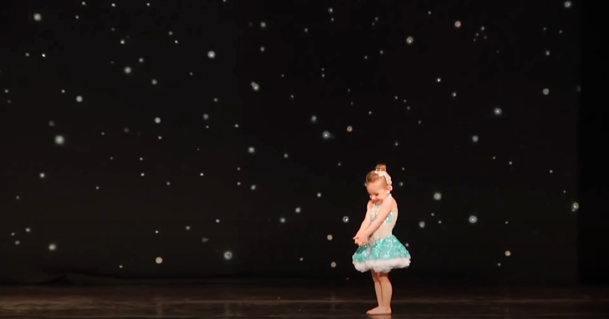 Shy little girl walks on stage delivering first-class routine the crowd ...