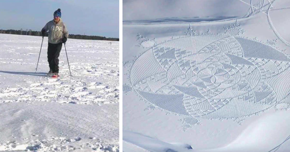 Using only his own two feet, artist makes breathtaking snow murals
