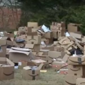 Worried neighbors confused as thousands of Amazon boxes pile up outside ...