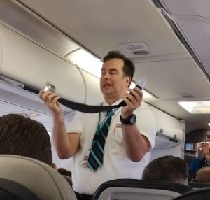 Passengers can’t stop laughing at flight attendant’s safety routine